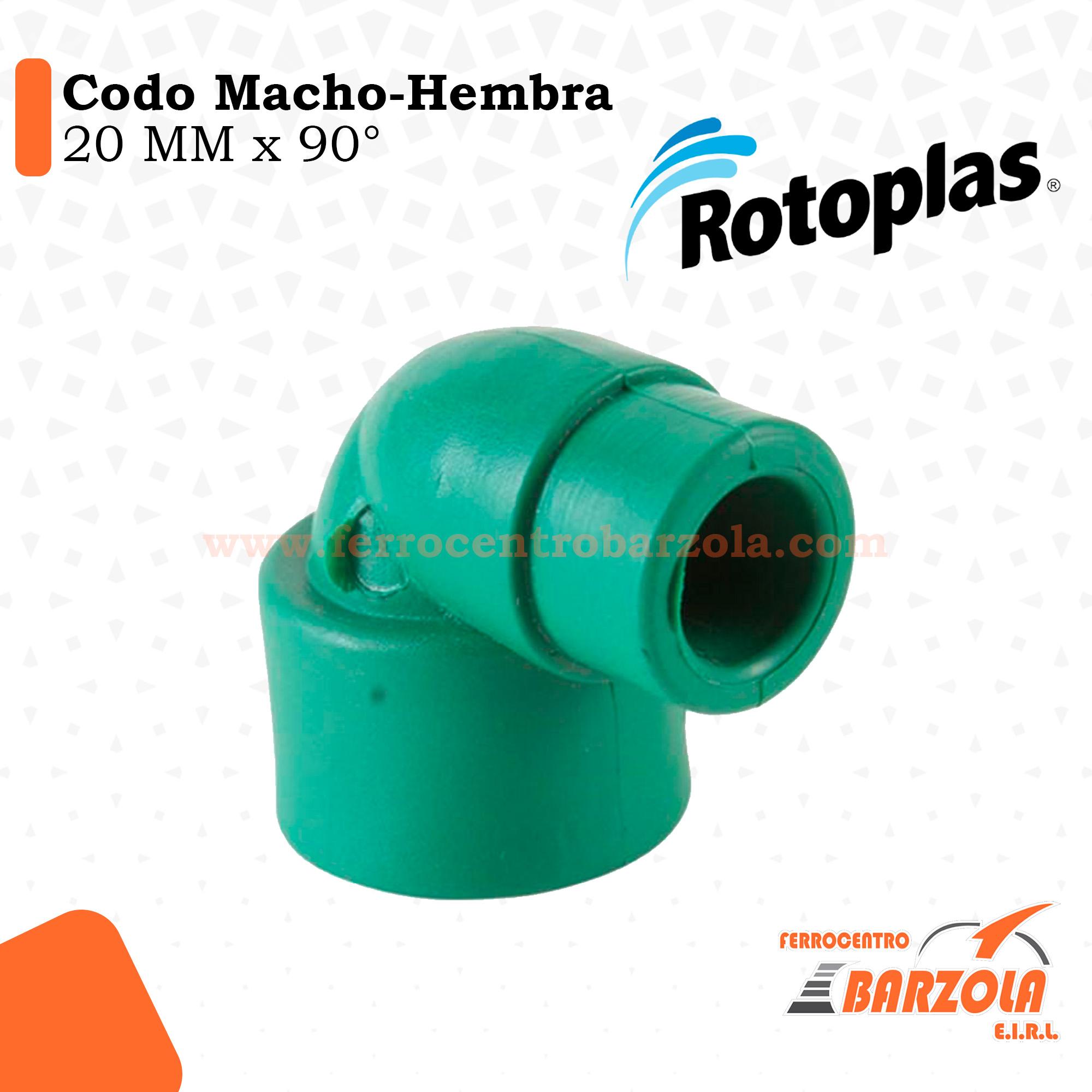 Codo PPR Macho-Hembra 20 mm x 90° - ROTOPLAS - Ferreteria