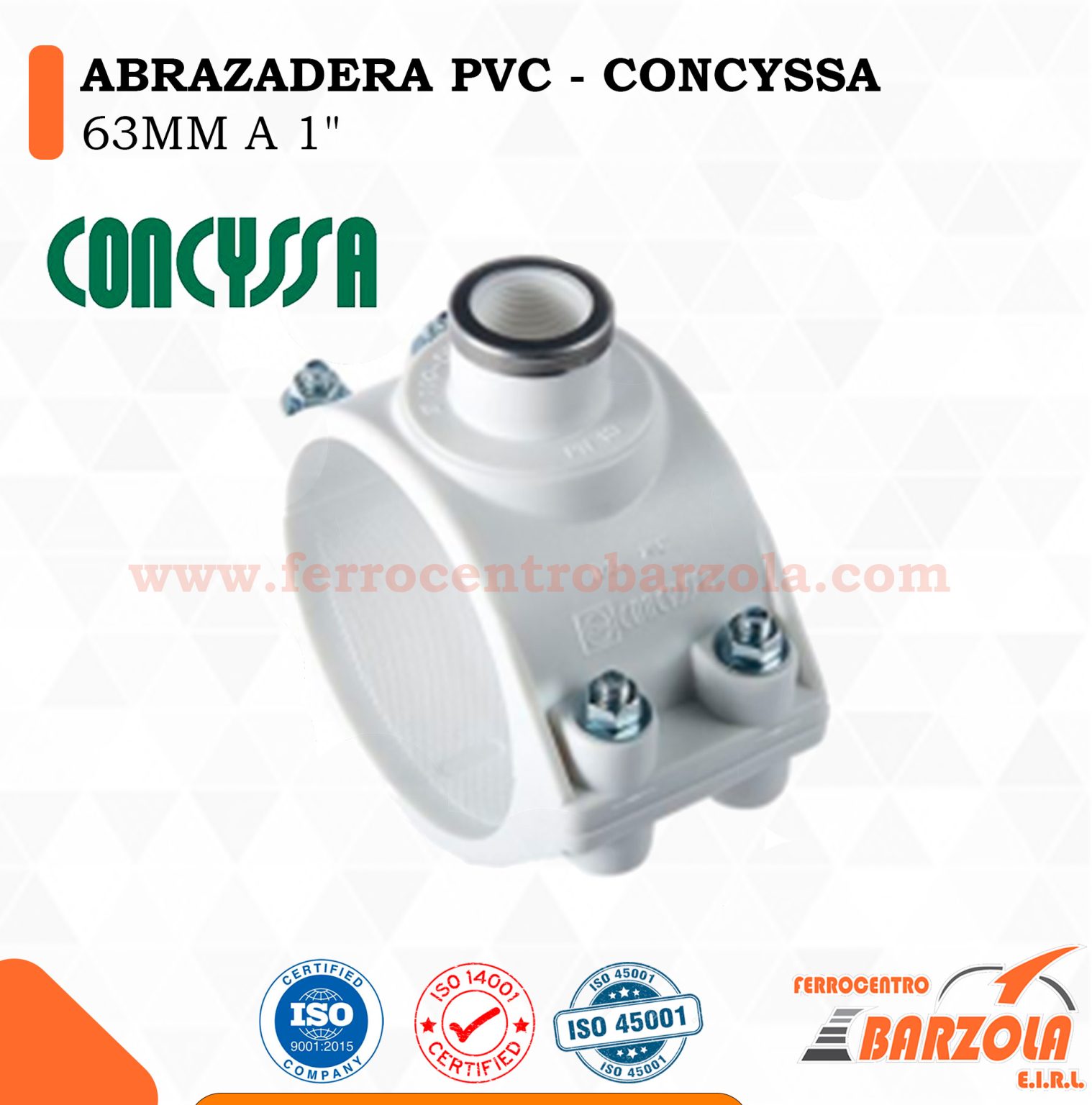 Abrazadera PVC 63mm a 1" - CONSYSSA - Ferreteria