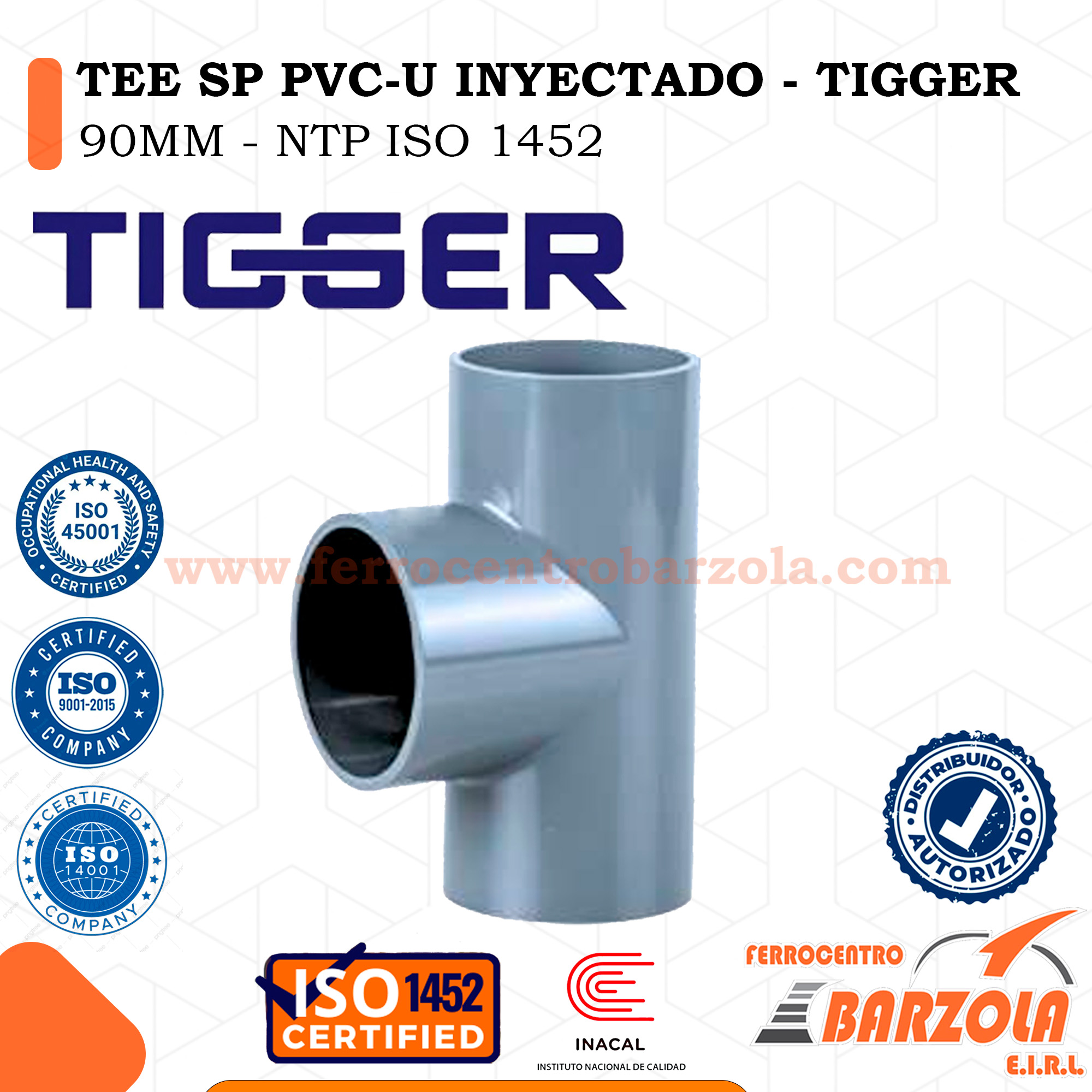Tee SP PVC-U Inyectado 90 mm - TIGGER - Ferreteria