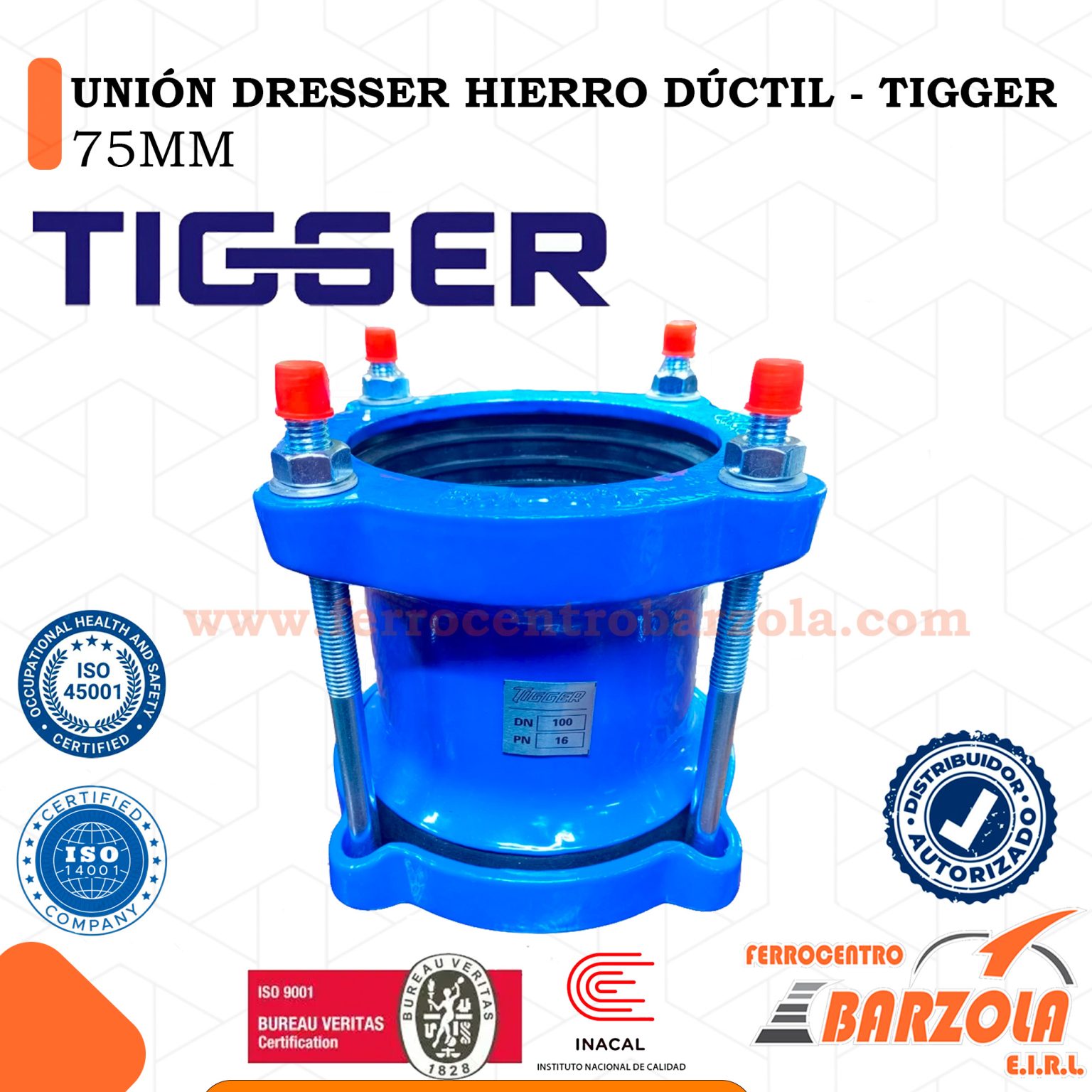 Unión Dresser Hierro Dúctil 75mm - TIGGER - Ferreteria