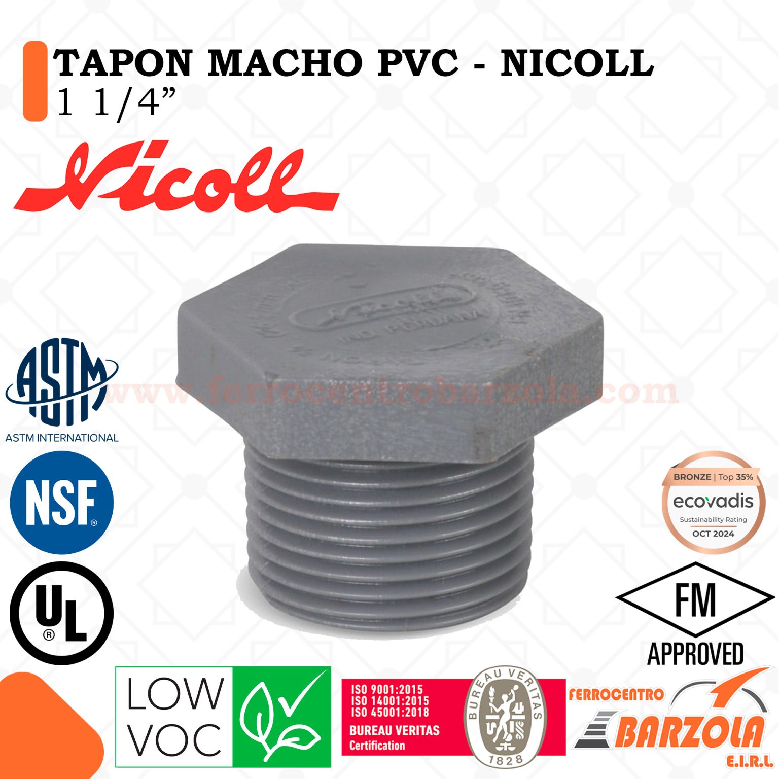 Tapón Macho PVC 1 1/4" - NICOLL - Ferreteria